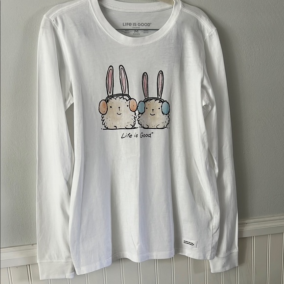 Life Is Good | Tops | Life Is Good White Long Sleeve Tee With Bunny ...